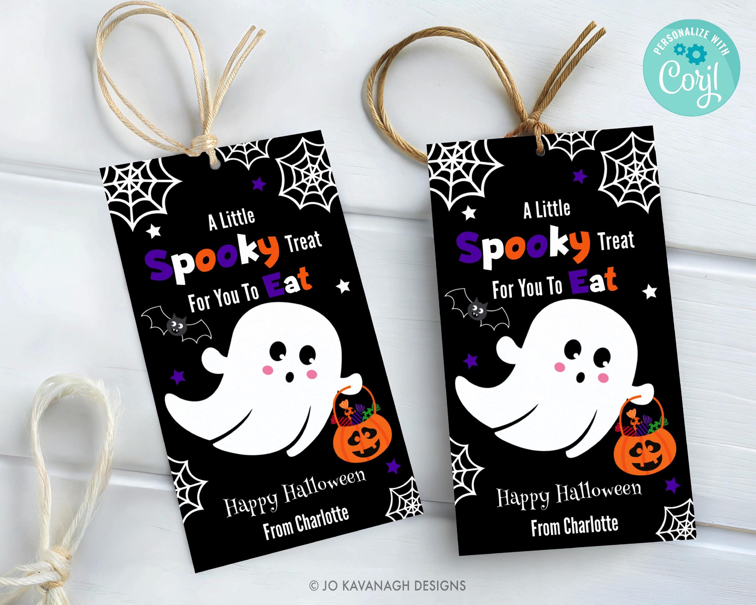 Editable Happy Halloween Gift Tags, Ghost Trick or Treat Favour Tag ...