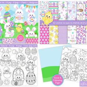 Easter Clipart Bundle, Easter Digital Stamps, Easter Digital Paper ...
