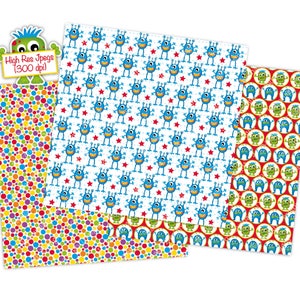 Monster Digital Paper,alien Digital Paper,cute Monster Patterns,fun ...