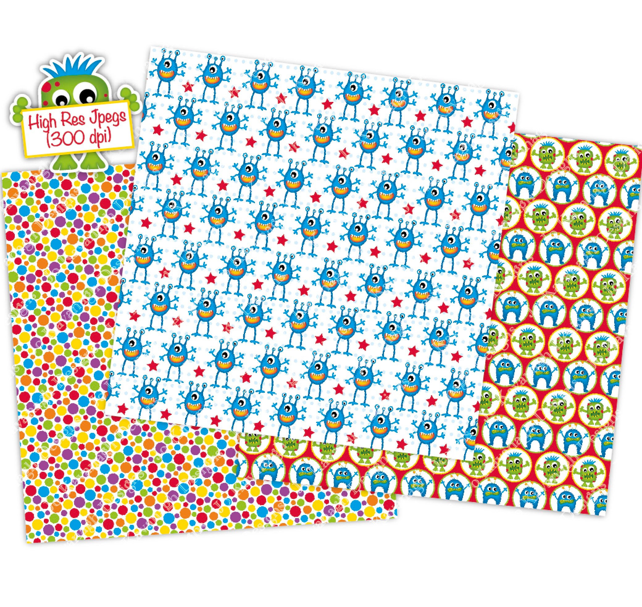 Monster Digital Paperalien Digital Papercute Monster | Etsy