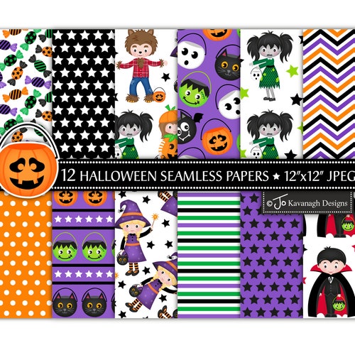 Halloween Digital Papers Halloween Patterns Witch Dracula - Etsy