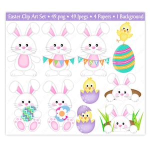 Easter Clipart & Digital Paper Set,easter Clip Art,easter Bunny Clipart ...