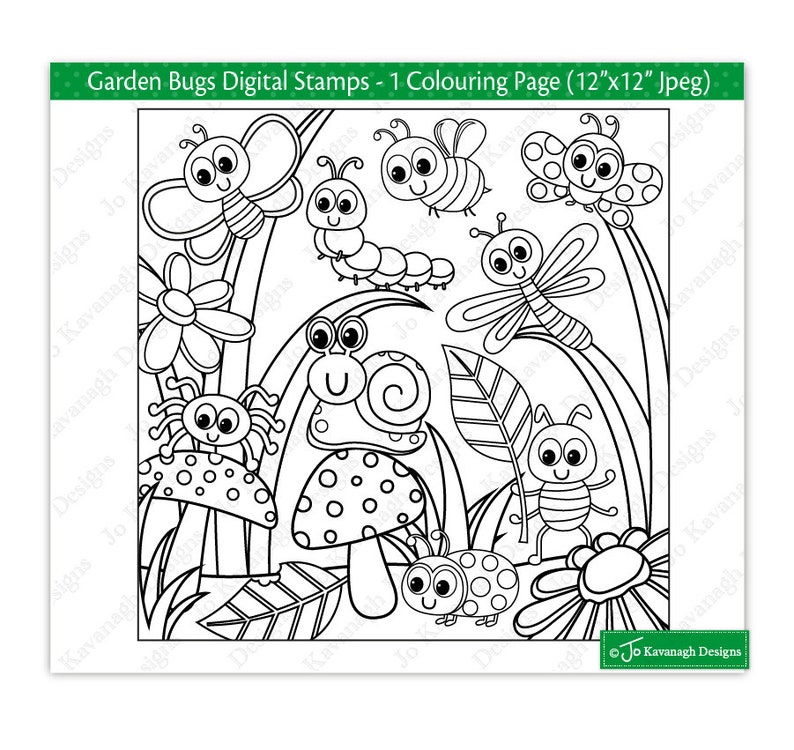 Cute Bugs Digital Stamps Bugs Clipart Bug Stamps Garden | Etsy