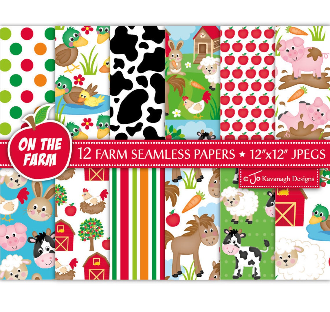 Farm Animals Digital Paperfarm Paperfarm Digital Paperfarm - Etsy UK
