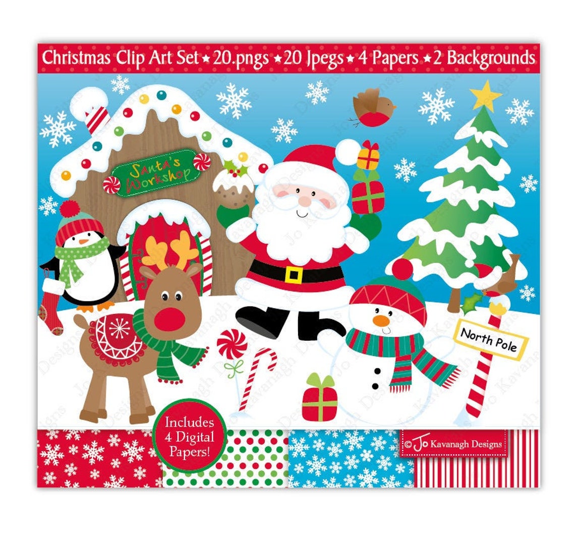 Christmas Clipartchristmas Digital Paperschristmas Clip | Etsy