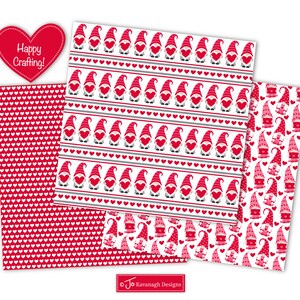 Valentine Digital Papers, Gnome Digital Papers, Valentine Gnome, Gnome ...