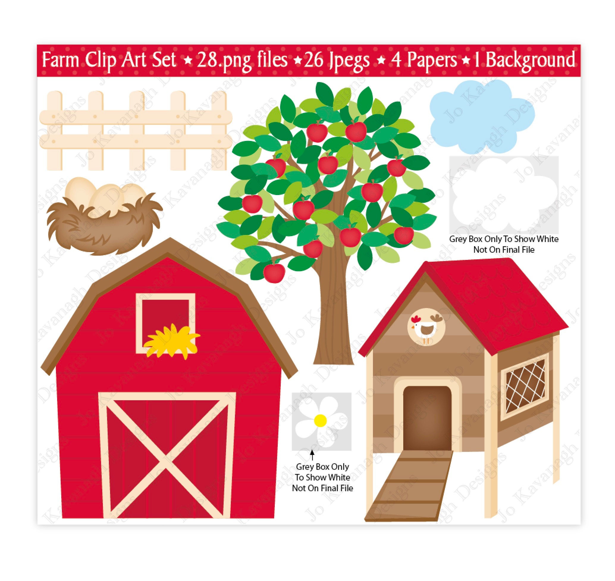 Farm Clipartfarm Animal Digital Papersfarm Clip Artcute - Etsy