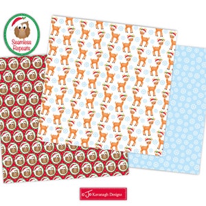 Christmas Digital Papers,christmas Scrapbook Papers,reindeer Papers ...