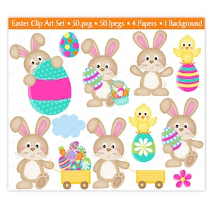 Easter Clipart & Digital Paper Set,easter Bunny Clipart,easter Clip Art ...