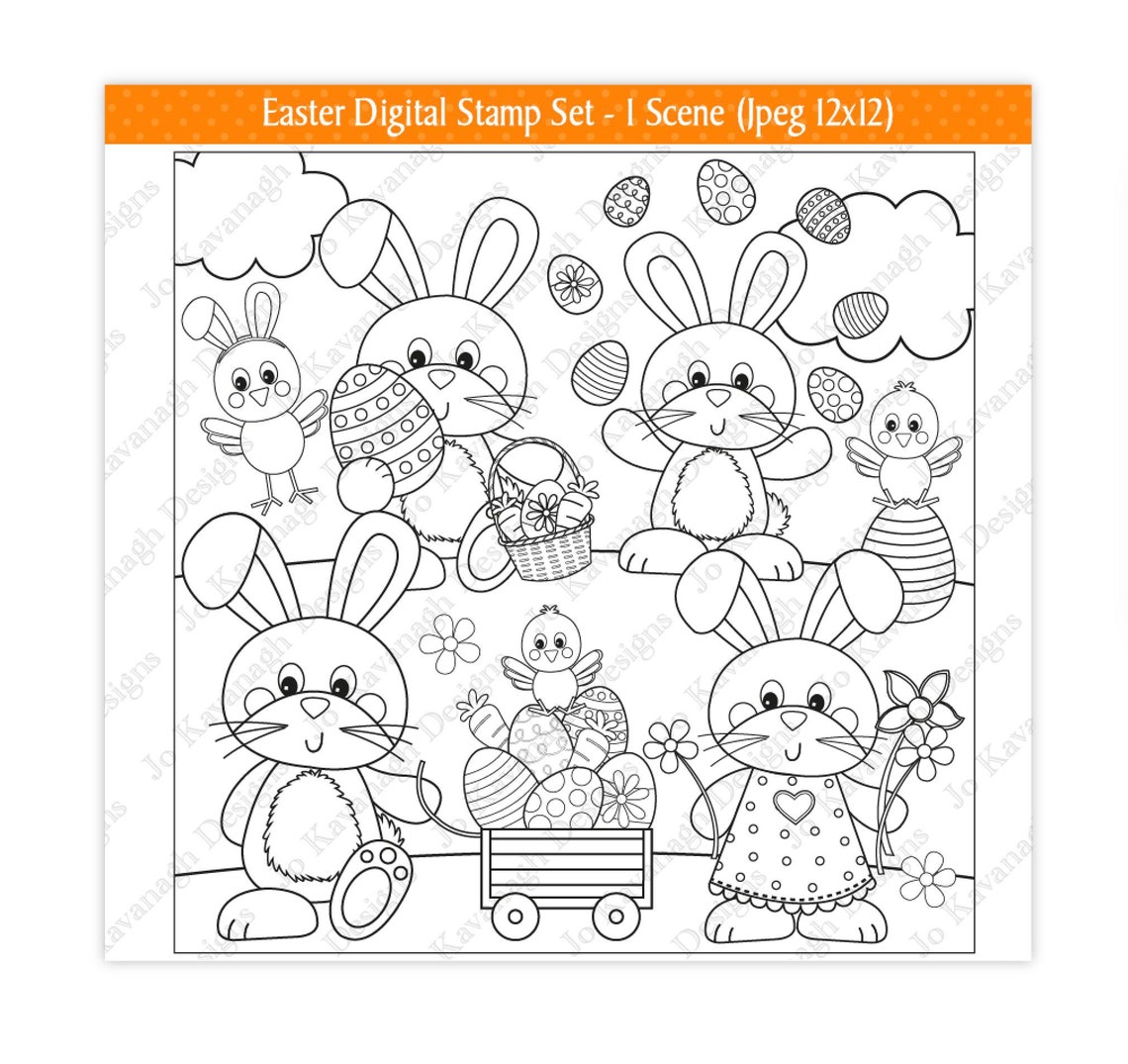 Easter Digital Stampseaster Bunny Stampseaster - Etsy