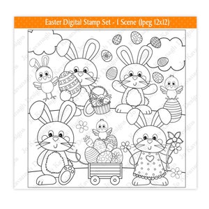 Easter Digital Stamps,easter Bunny Stamps,easter Clipart,easter Bunny ...