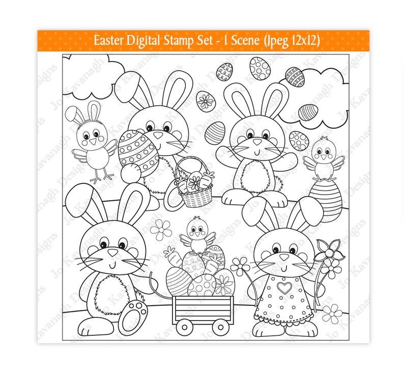 Easter Digital Stamps,easter Bunny Stamps,easter Clipart,easter Bunny ...