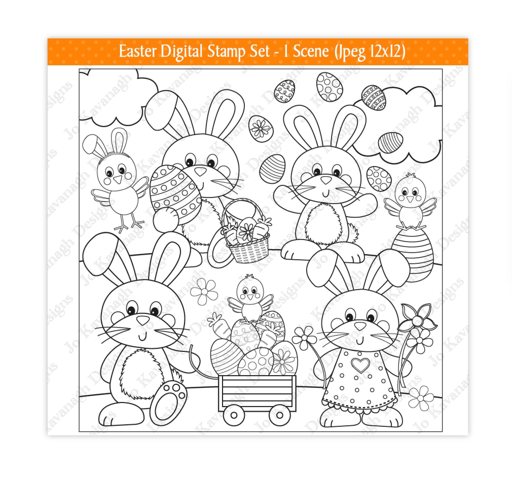 Easter Digital Stampseaster Bunny Stampseaster - Etsy