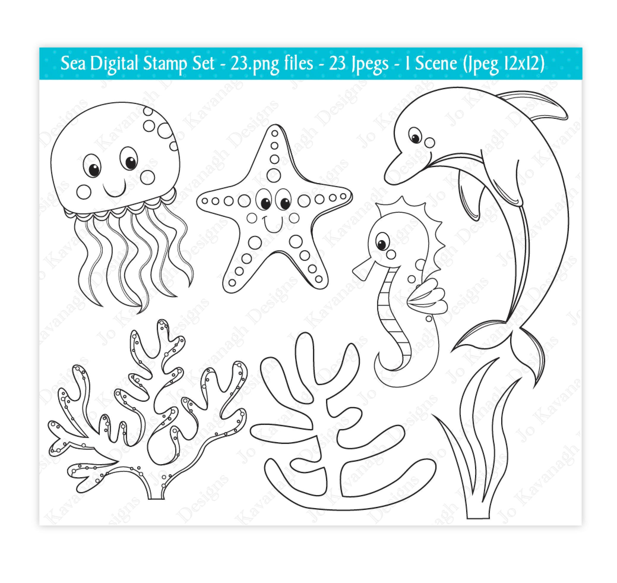 Sea Animals Digital Stampsunder the Sea Stampsdigital | Etsy