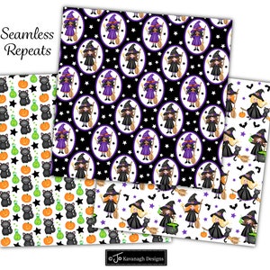Halloween Digital Paper, Witch Patterns, Halloween Patterns, Halloween ...