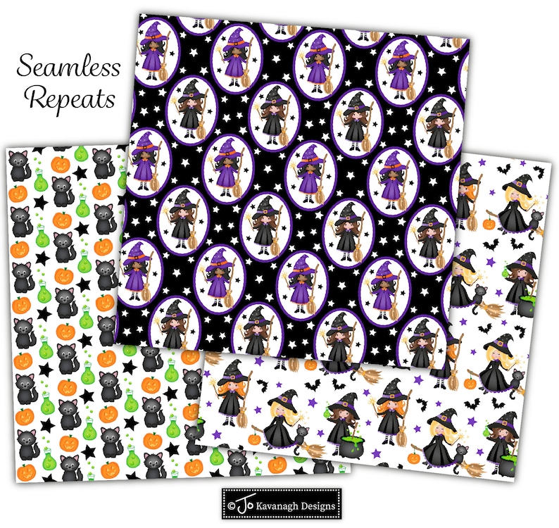 Halloween Digital Paper Witch Patterns Halloween Patterns - Etsy