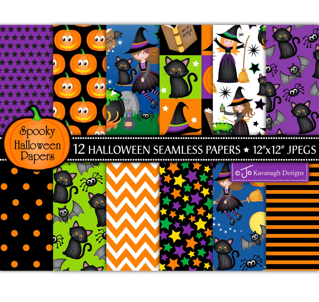 Halloween Digital Papers, Halloween Witch Papers, Halloween Patterns ...
