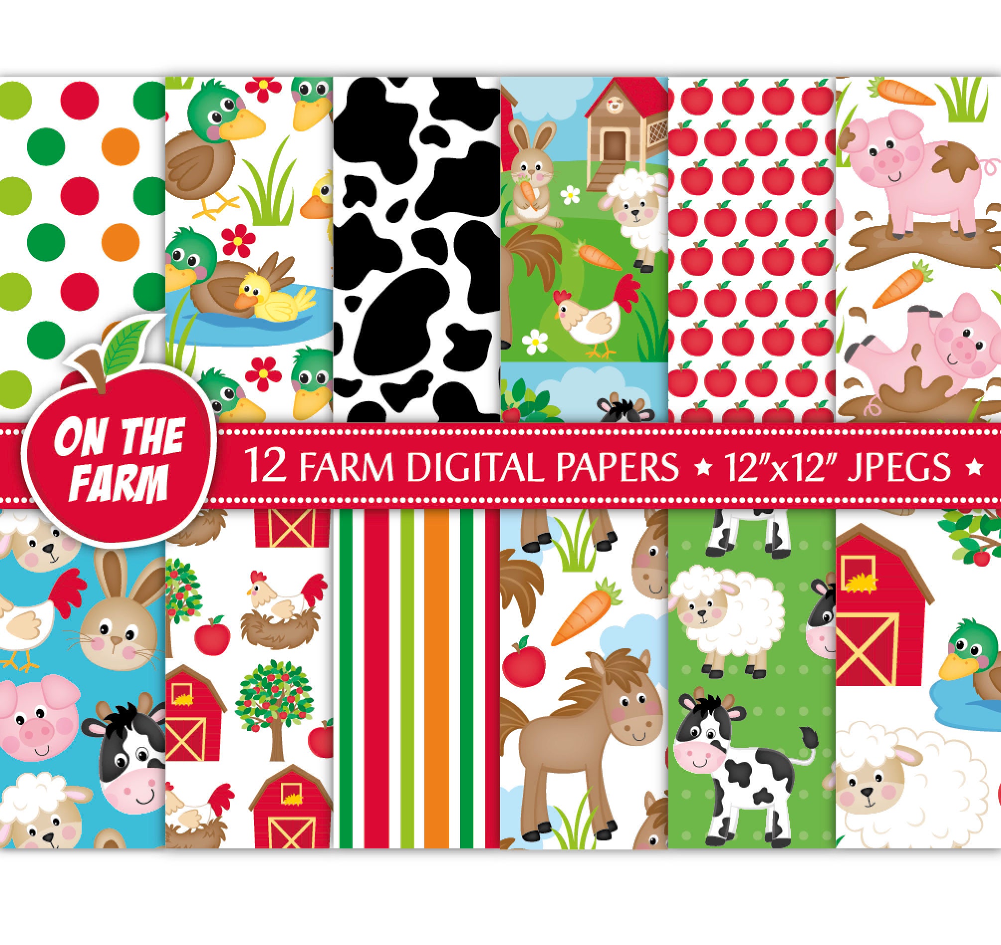 Farm Animals Digital PaperFarm PaperFarm Digital PaperFarm | Etsy