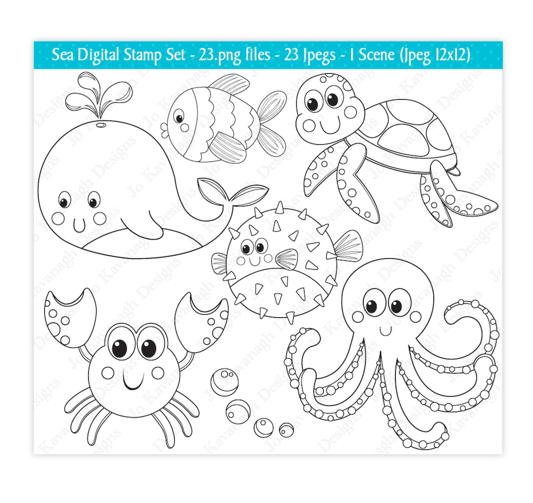 Sea Animals Digital Stamps,under the Sea Stamps,digital Stamps,ocean ...