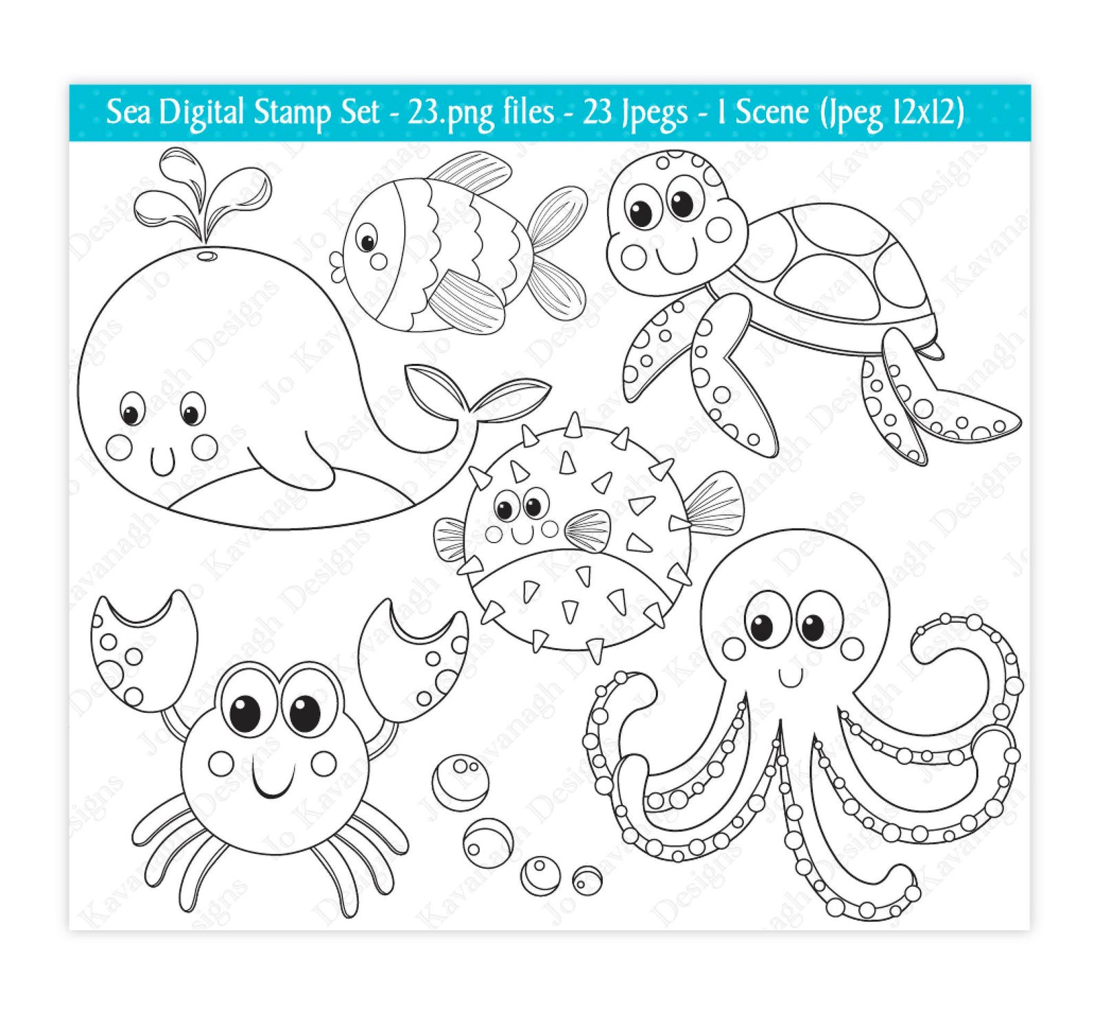 Sea Animals Digital Stamps,under the Sea Stamps,digital Stamps,ocean ...
