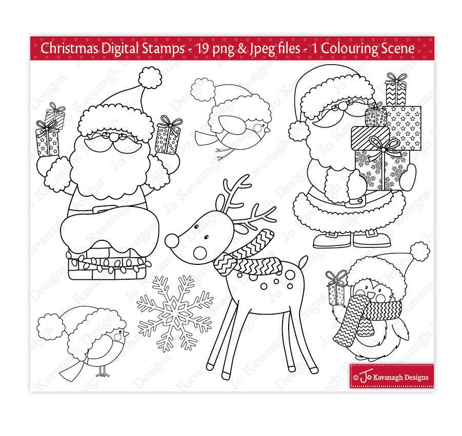 Christmas Digital Stampsdigital Stampssanta Digital - Etsy UK