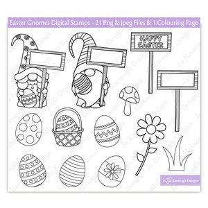 Easter Digital Stamps, Gnome Digital Stamps, Easter Clipart, Gnome ...
