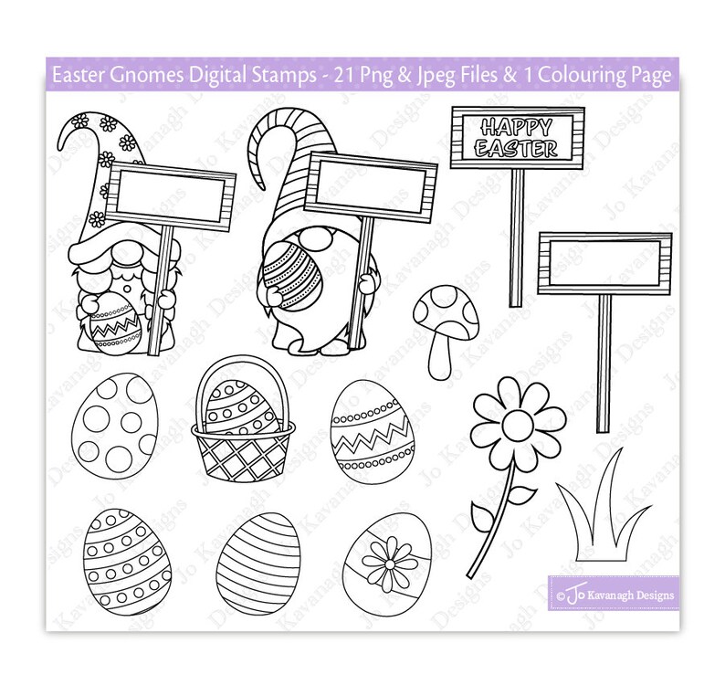 Easter Digital Stamps Gnome Digital Stamps Easter Clipart | Etsy