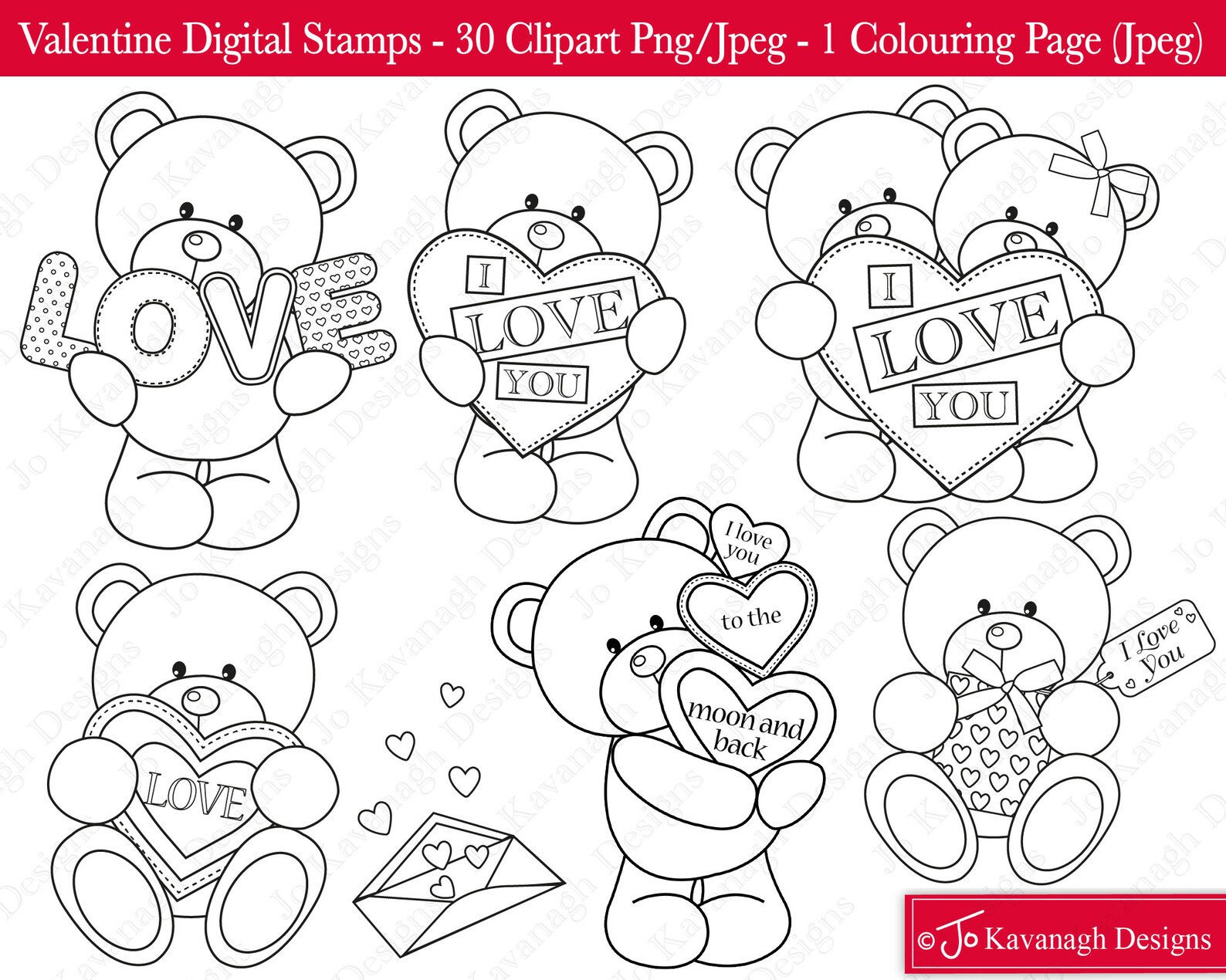 Valentine Clipart Bundle Valentine Digital Stamps Valentine - Etsy