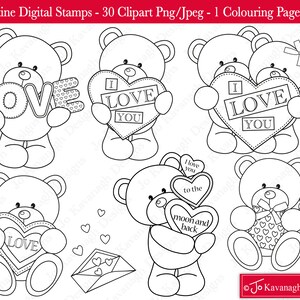 Valentine Clipart Bundle, Valentine Digital Stamps, Valentine Digital ...