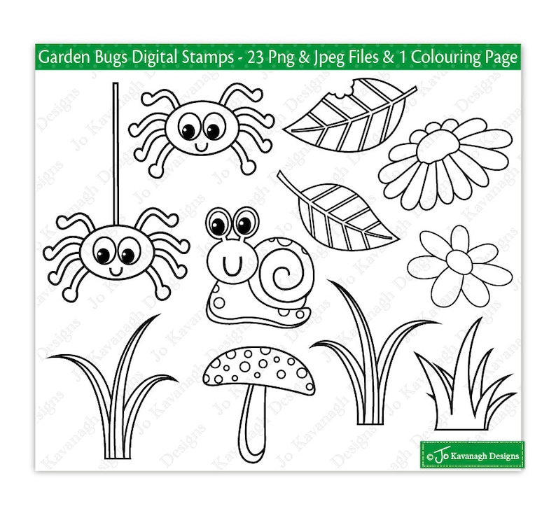 Cute Bugs Digital Stamps Bugs Clipart Bug Stamps Garden | Etsy