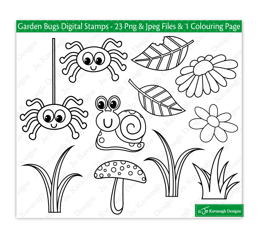 Cute Bugs Digital Stamps Bugs Clipart Bug Stamps Garden - Etsy