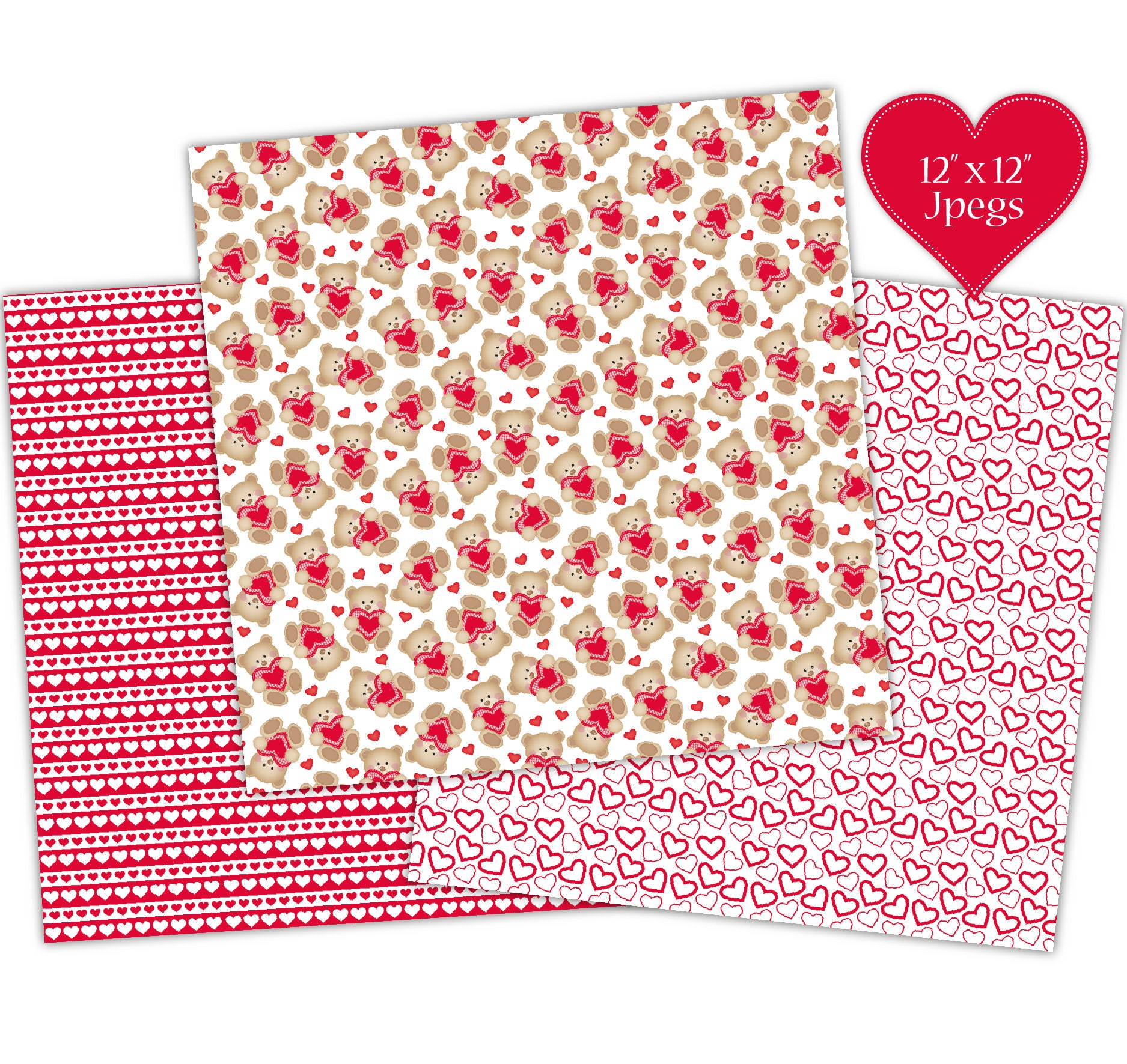 Valentine Digital Papersvalentine Scrapbook Paperscute - Etsy UK
