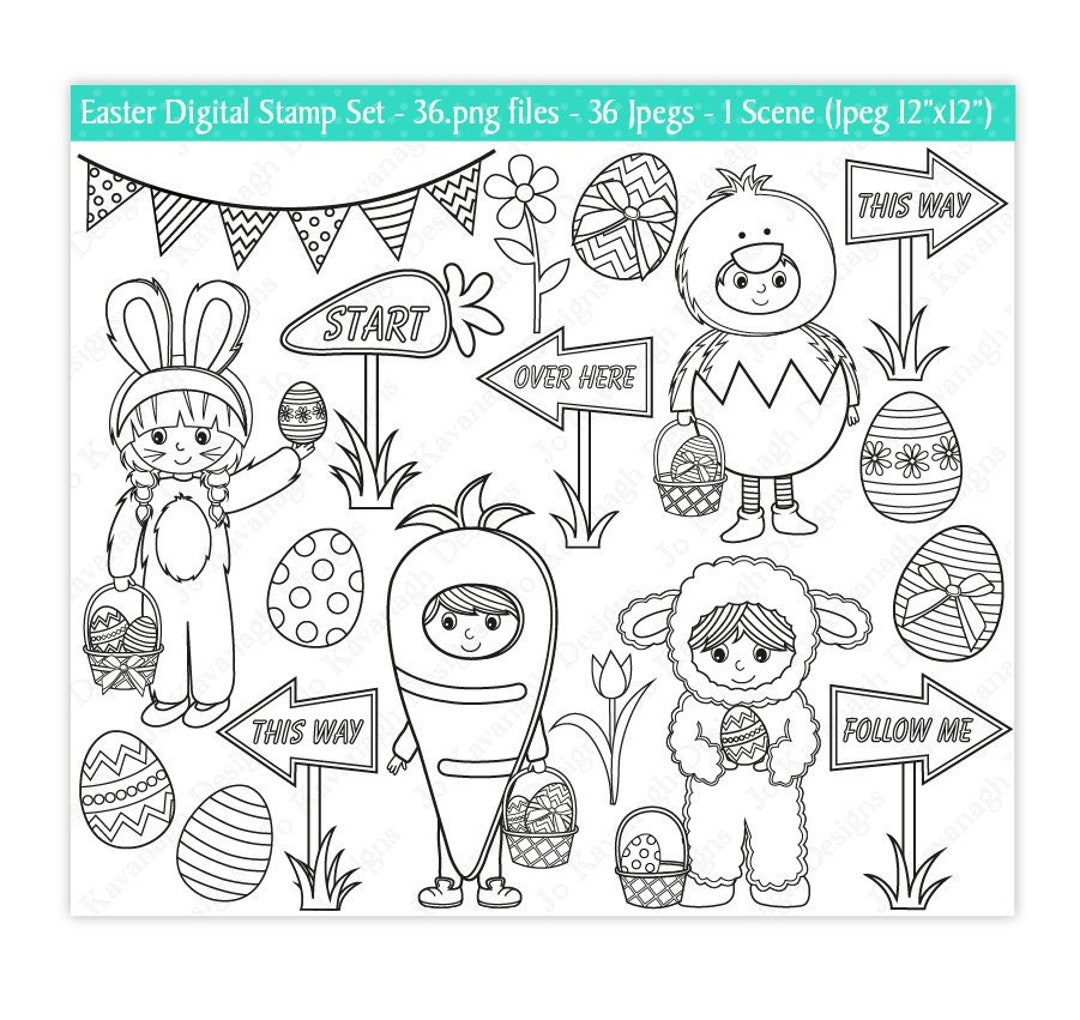 Easter Digital Stamps, Easter Stamps, Easter Clipart, Digital Stamps ...