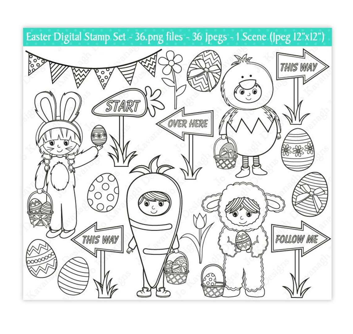 Easter Digital Stamps, Easter Stamps, Easter Clipart, Digital Stamps ...