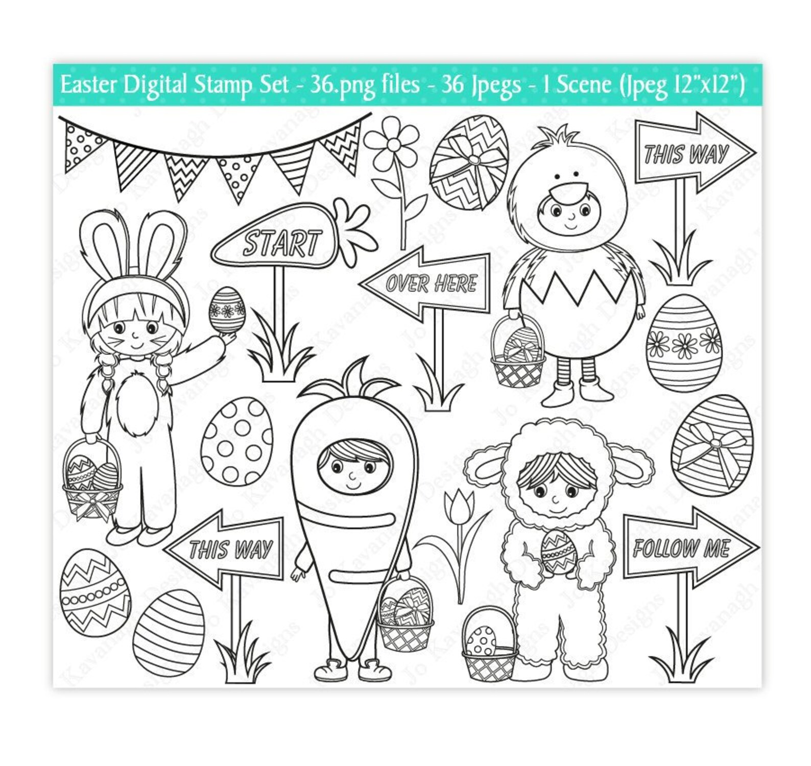 Easter Digital Stamps, Easter Stamps, Easter Clipart, Digital Stamps ...