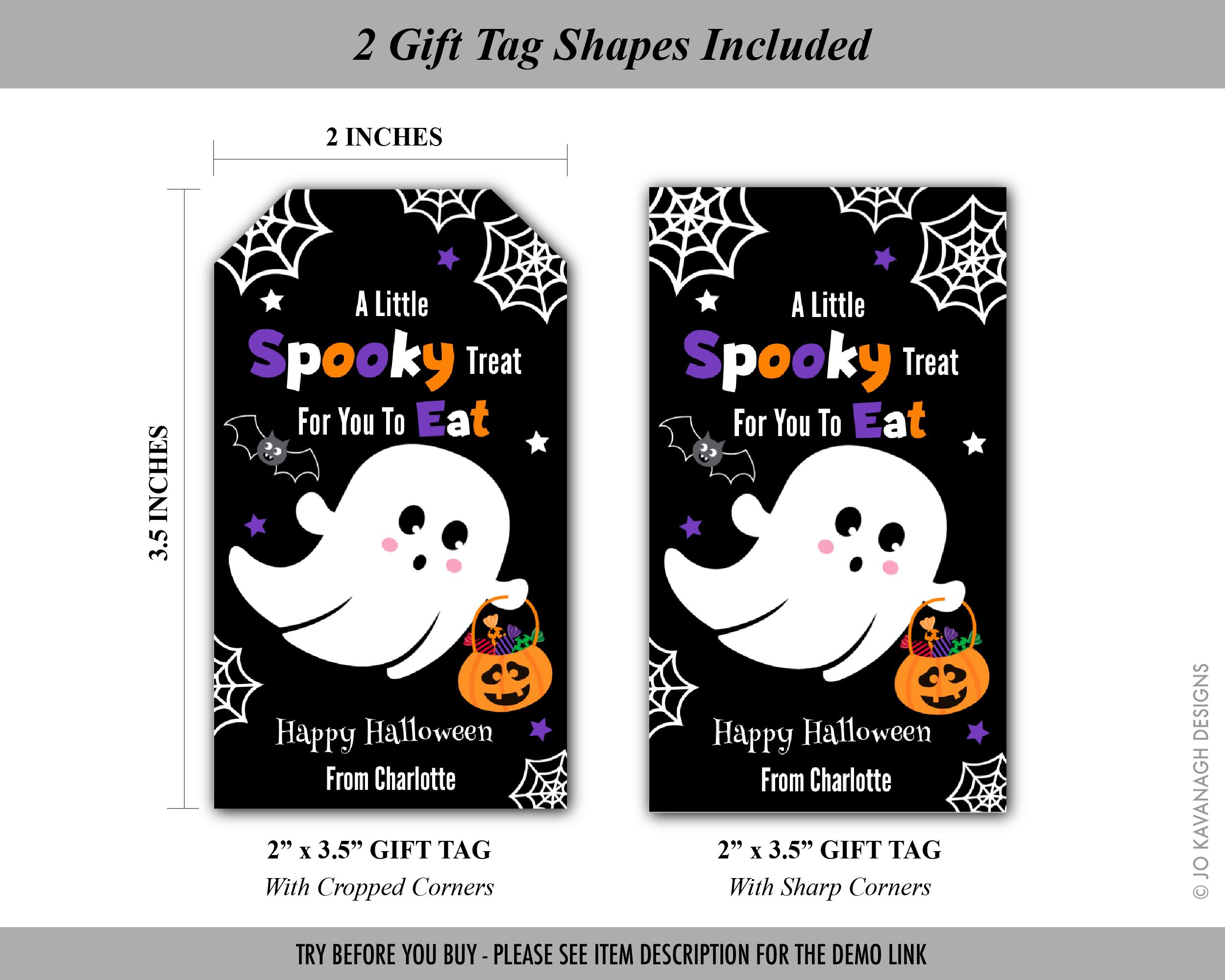 Editable Happy Halloween Gift Tags, Ghost Trick or Treat Favour Tag ...