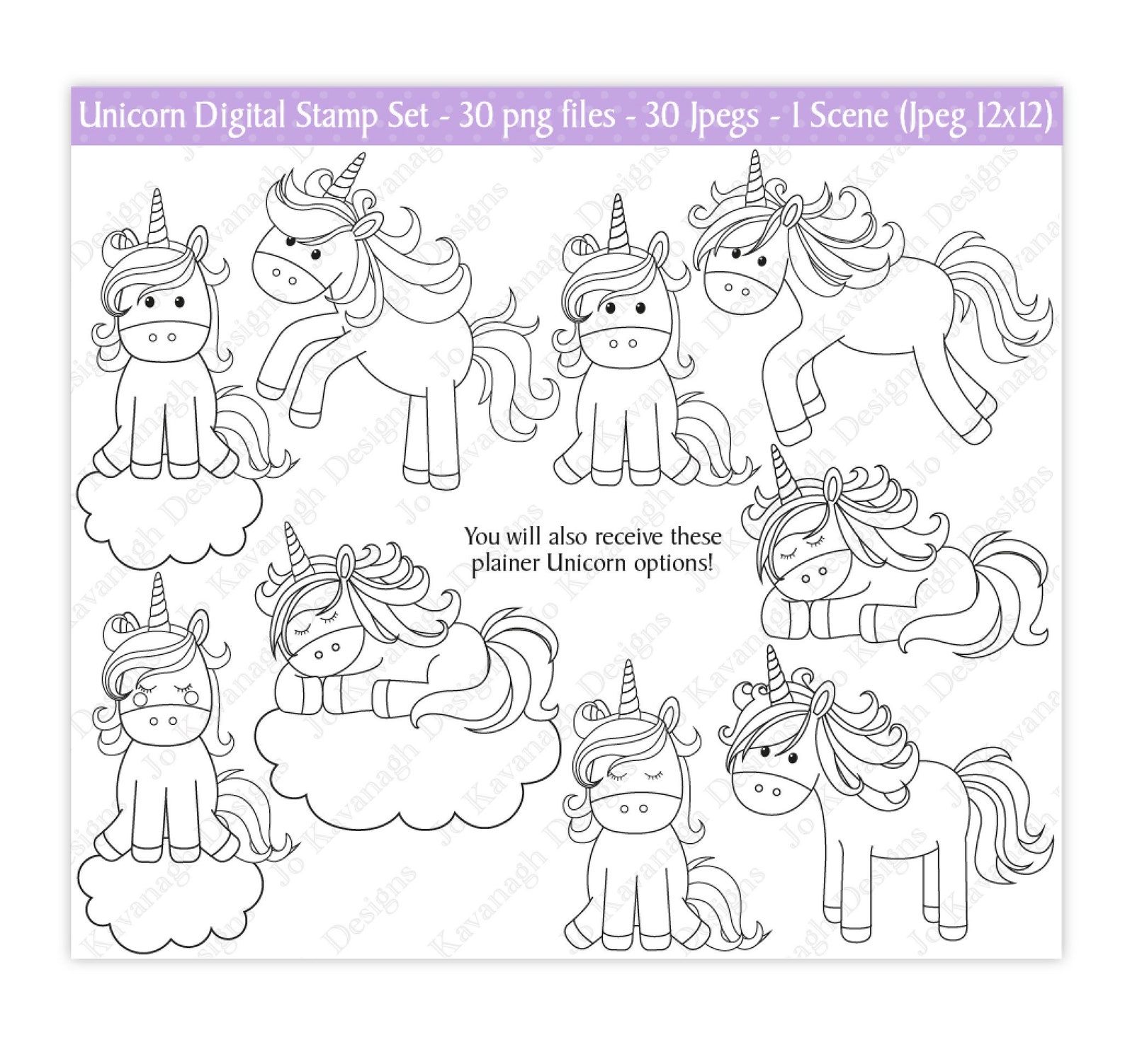 Unicorn Digital Stampsunicorn Clipartcute Unicorn - Etsy