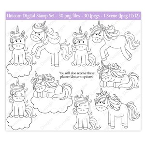 Unicorn Digital Stamps,unicorn Clipart,cute Unicorn Stamps,unicorn ...