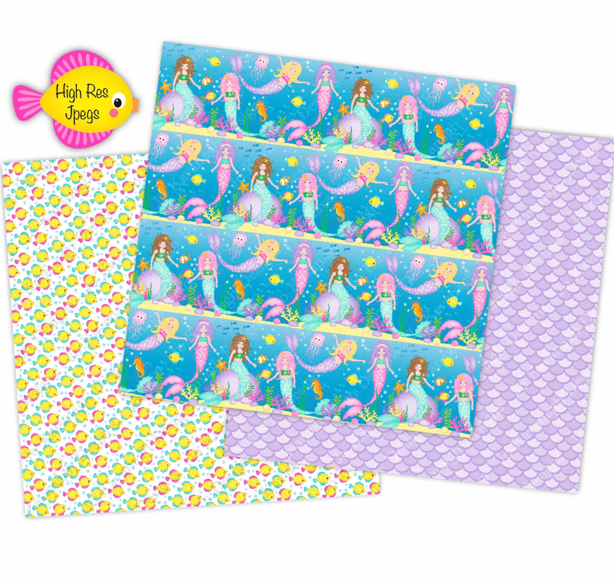 Mermaid Digital Papersmermaid Paper Packunder the Sea | Etsy