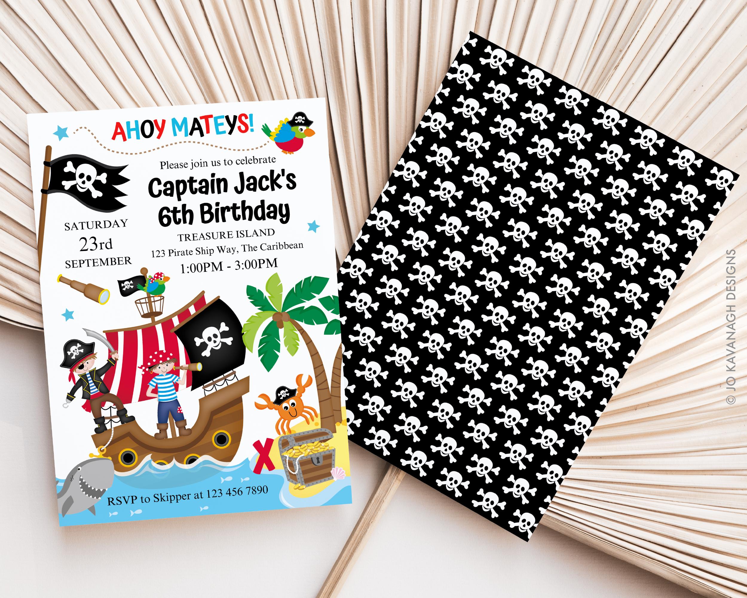 Editable Pirate Birthday Invitation, Pirate Invitation Template ...