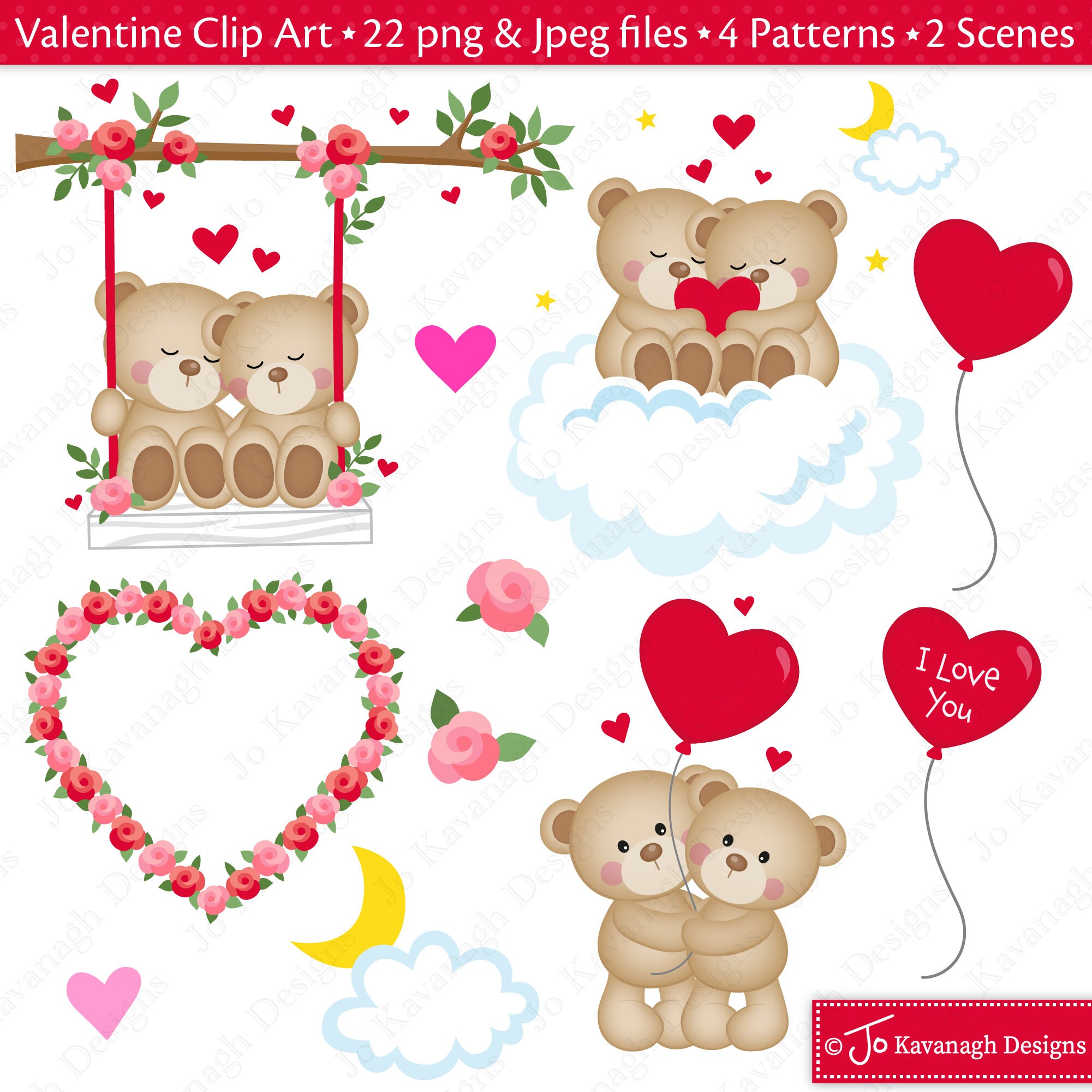 Valentine Clipart Valentines Day Clipart Bear Clipart - Etsy