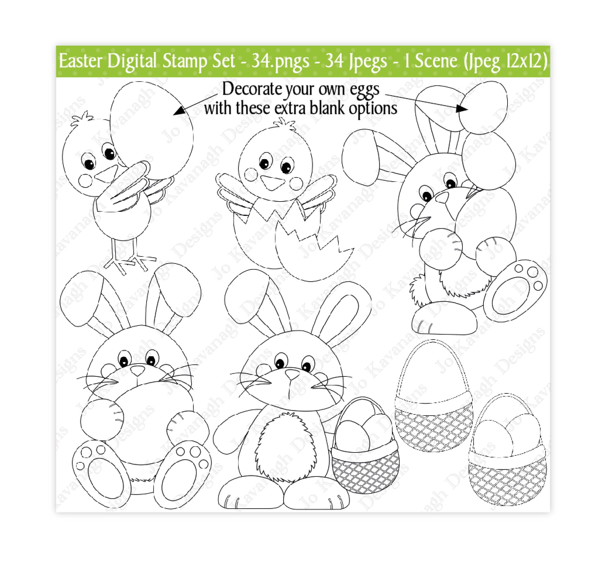 Easter Digital Stampseaster Stampseaster Clipartdigital - Etsy