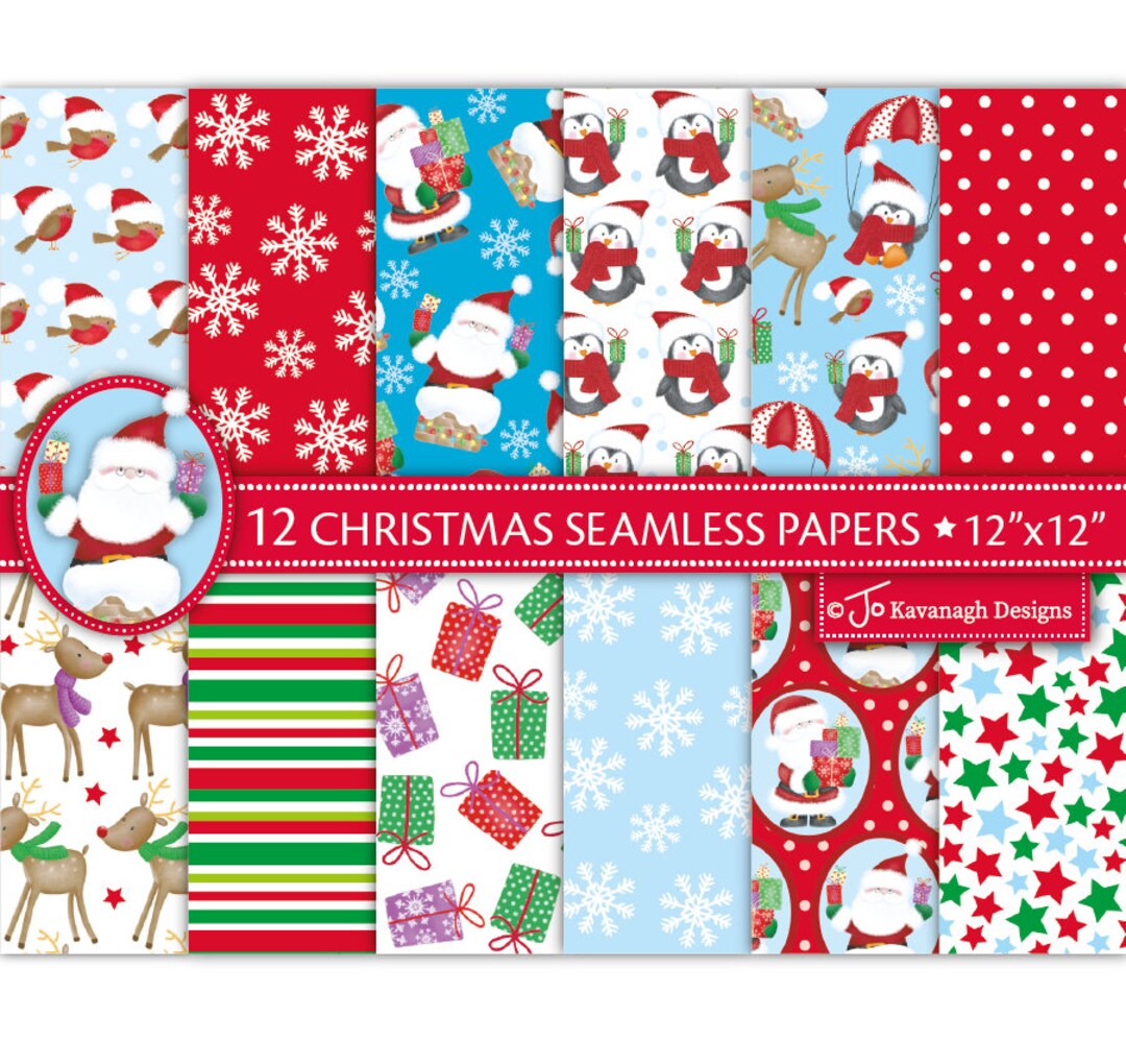 Christmas Digital Papers,christmas Scrapbook Papers,santa Paper ...
