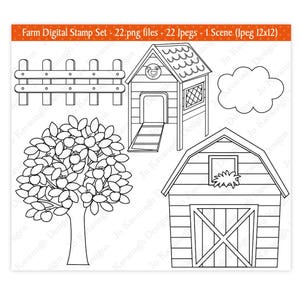 Farm Digital Stamps,farm Animal Digital Stamps,digital Stamps,barnyard ...
