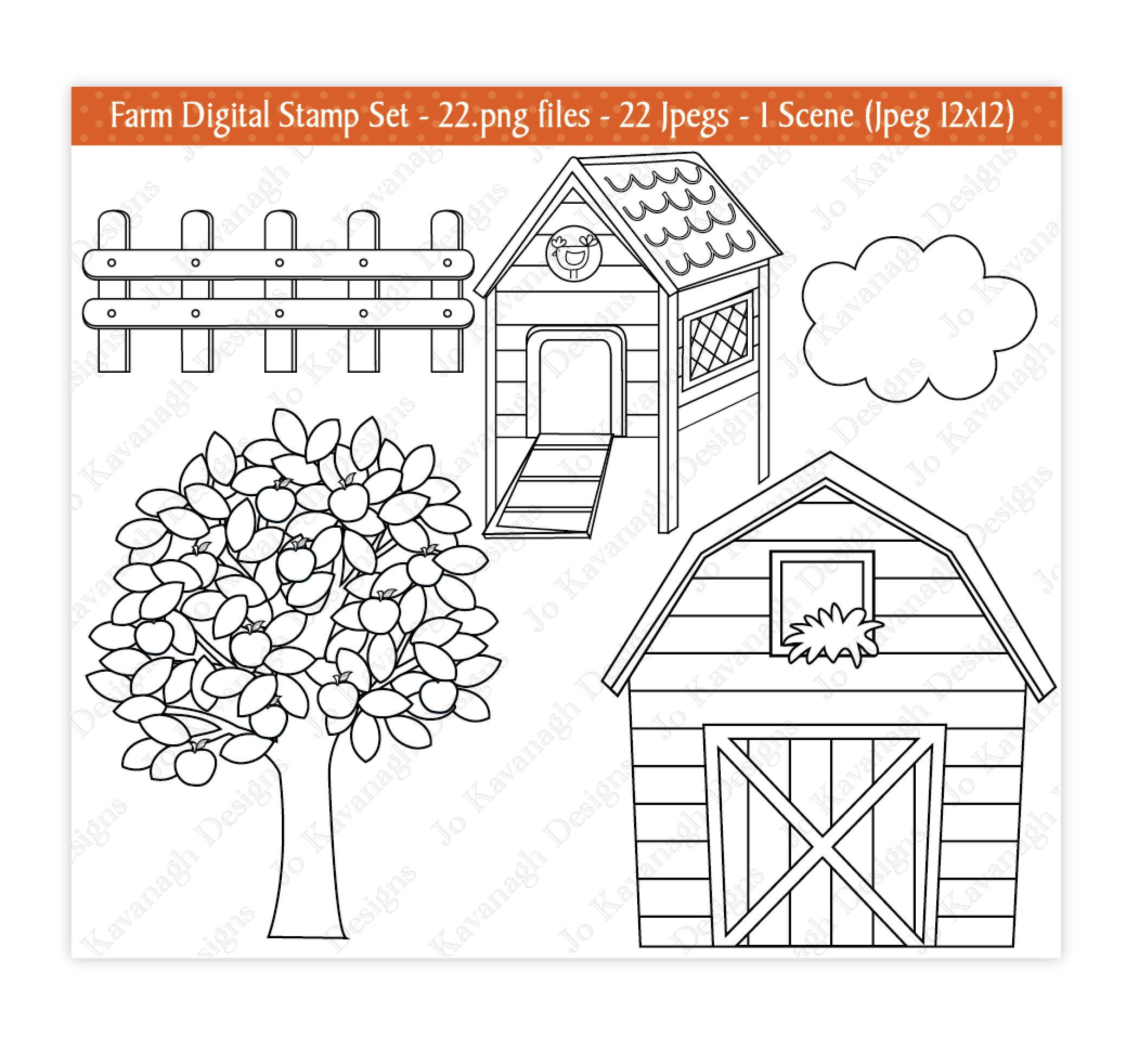 Farm Digital Stampsfarm Animal Digital Stampsdigital - Etsy UK
