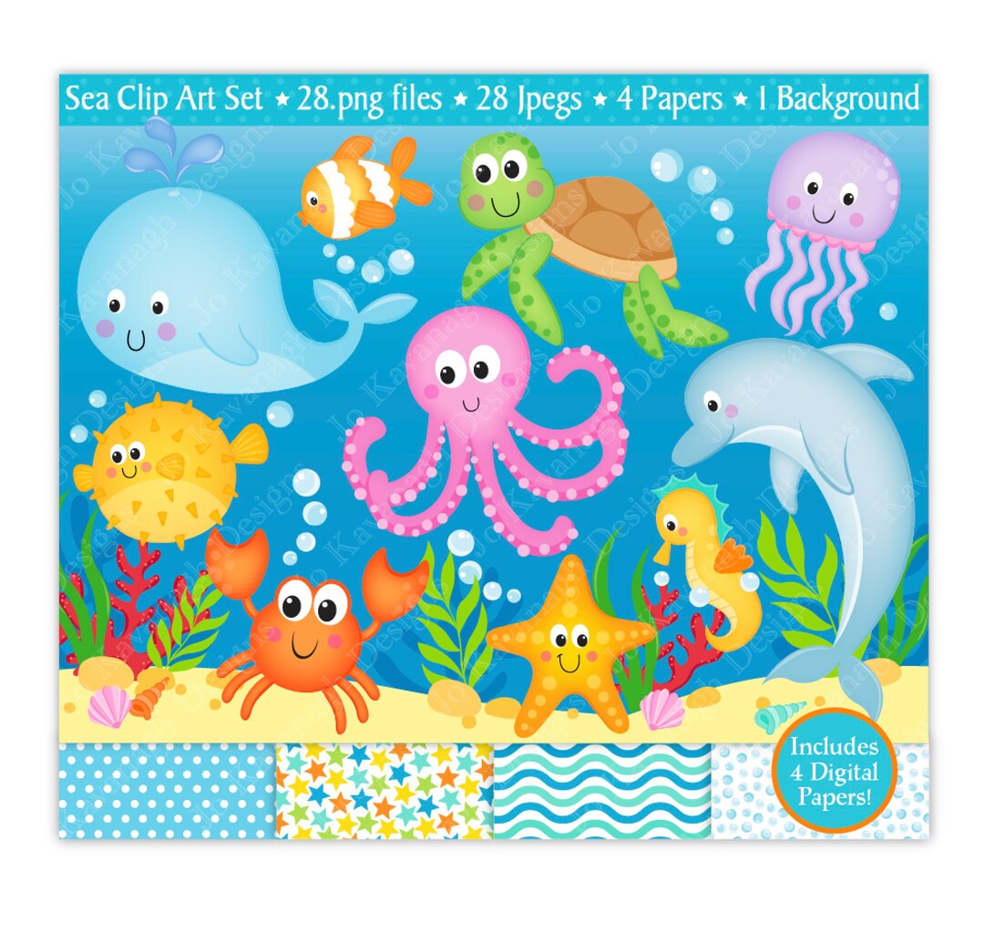 Sea Animals Clip Art,under the Sea Clipart,under the Sea Digital Papers ...