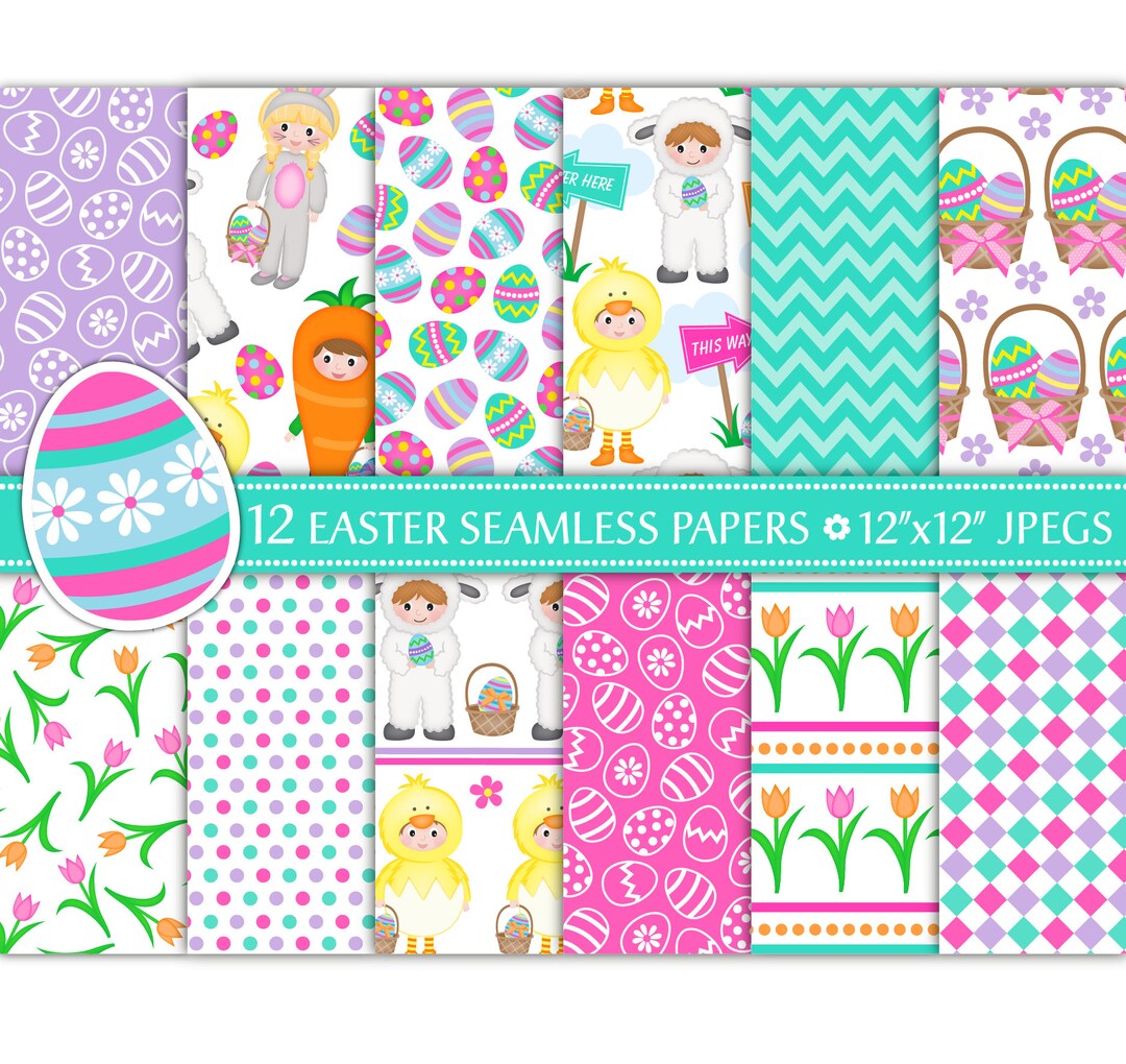 Easter Digital Papers, Easter Patterns, Easter Egg Hunt, Easter Papers ...