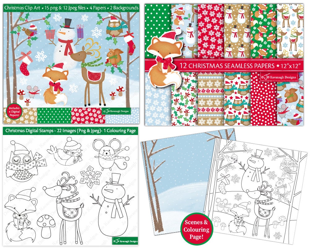 Christmas Clipart Bundle Christmas Digital Paper Christmas - Etsy UK
