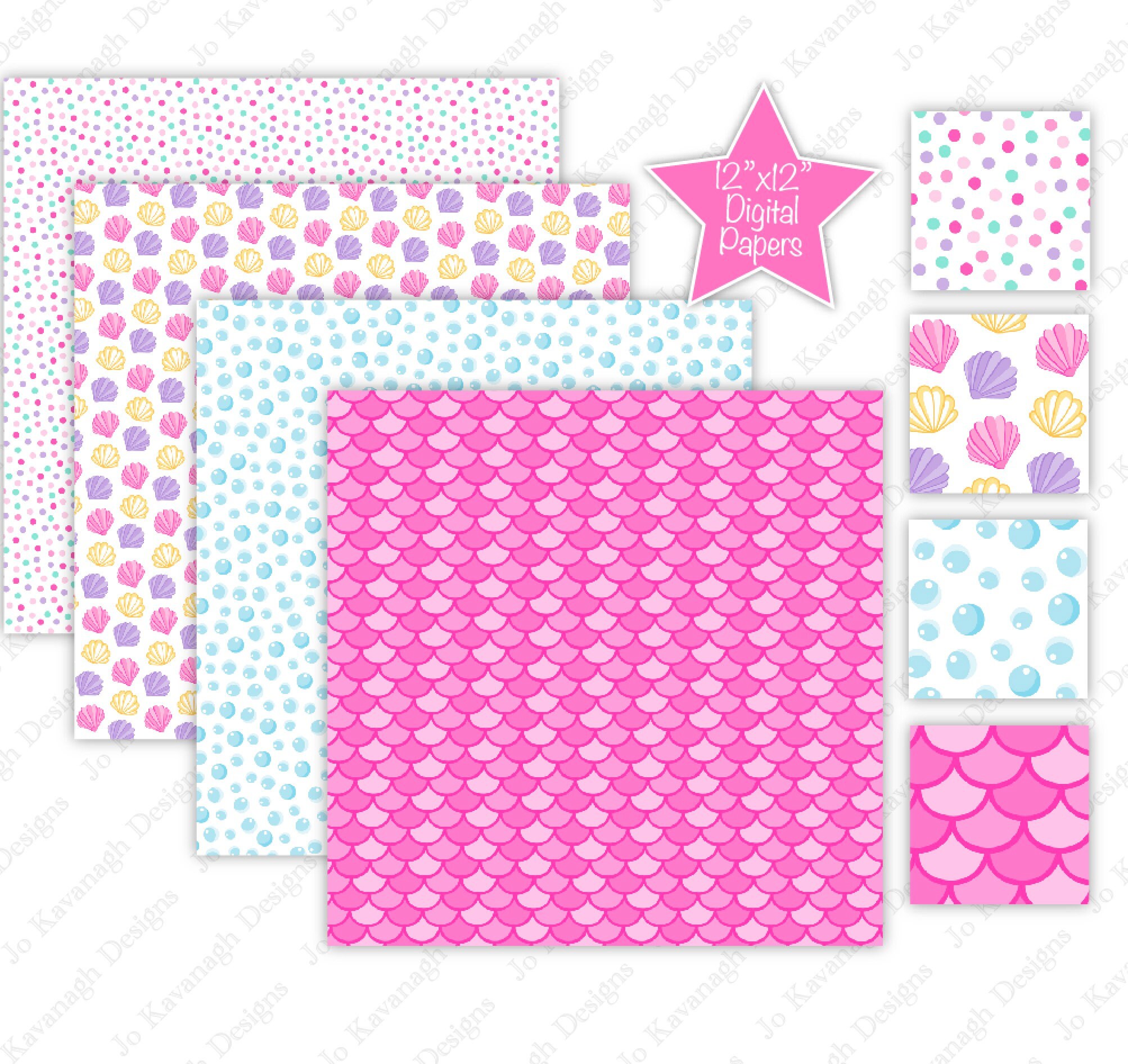 Mermaids Clipart & Digital Papers Setmermaid Clip Artunder | Etsy