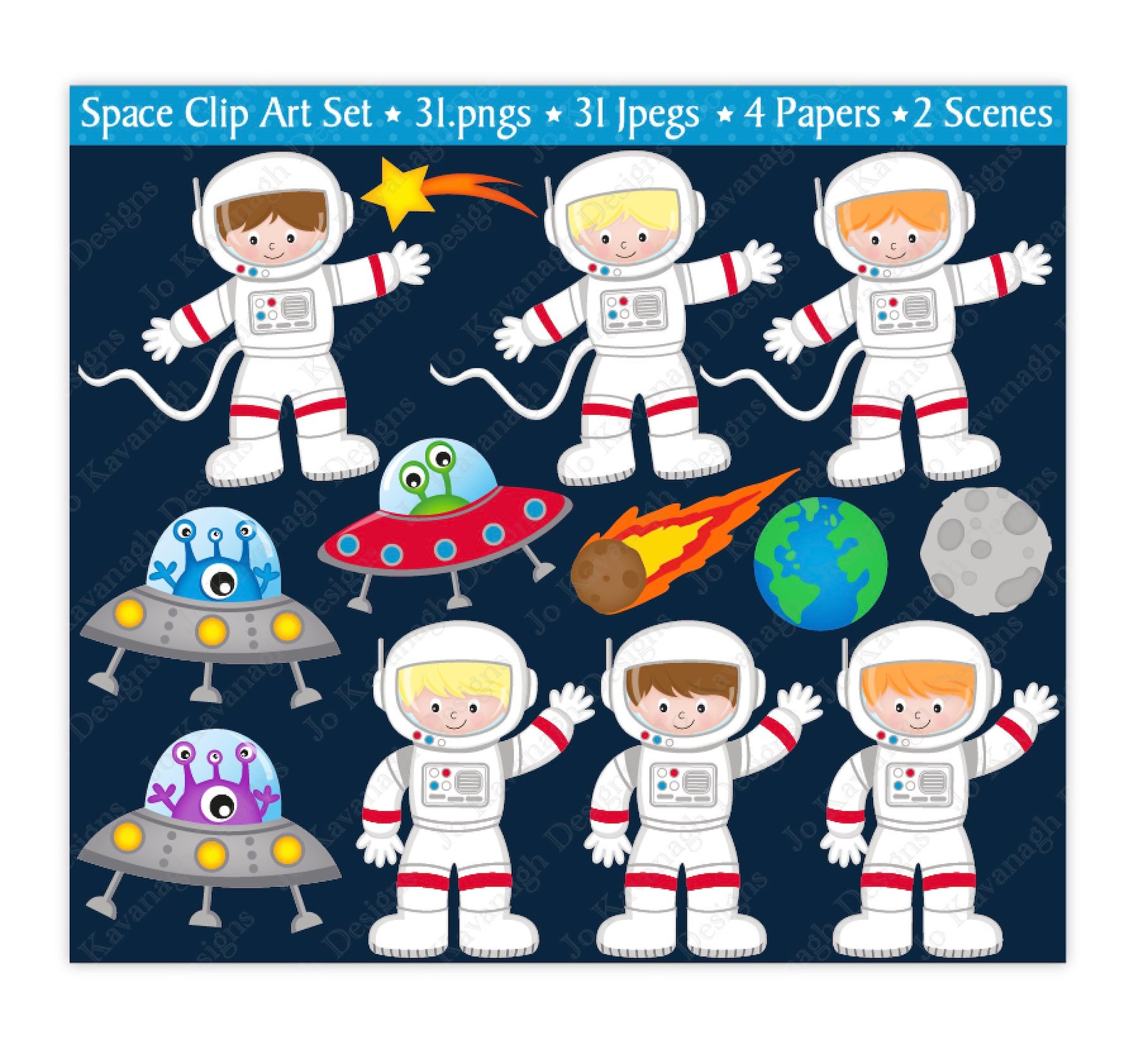 Space Clipart Astronaut Clipart Outer Space Clipart Rocket - Etsy
